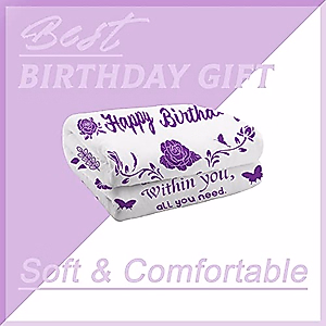 QISHFEN Birthday Gifts Blanket for Women Best Friends Blanket Unique Friendship Happy Birthday Decorations Sign Throw Blanket 50x60 inch (Purple)
