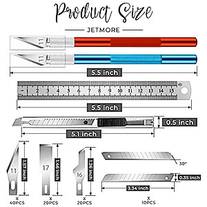 Jetmore 94 Pack Exacto Knife Kit, 2 Precision Exacto Knife Set, 80PCS #11/#16/#17 Exacto Knife Blades with Storage Case, Hobby Knife Craft Knife ​for DIY, Art Work, Cutting, Carving