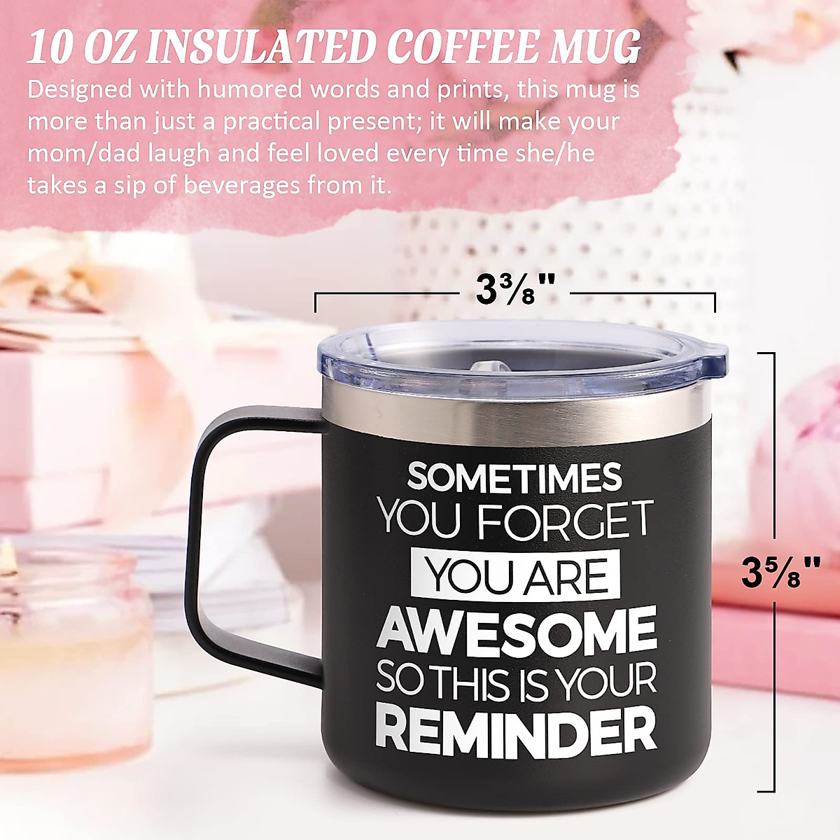 Fimibuke Gifts for Men Women, Mothers Day Mom Gifts from Daughter Son Kid, 14 Oz Tumbler Cup Mom Dad Birthday Gifts, Inspirational Gift for Wife Husband Sister Brother Her Him Coworker Friend Employee