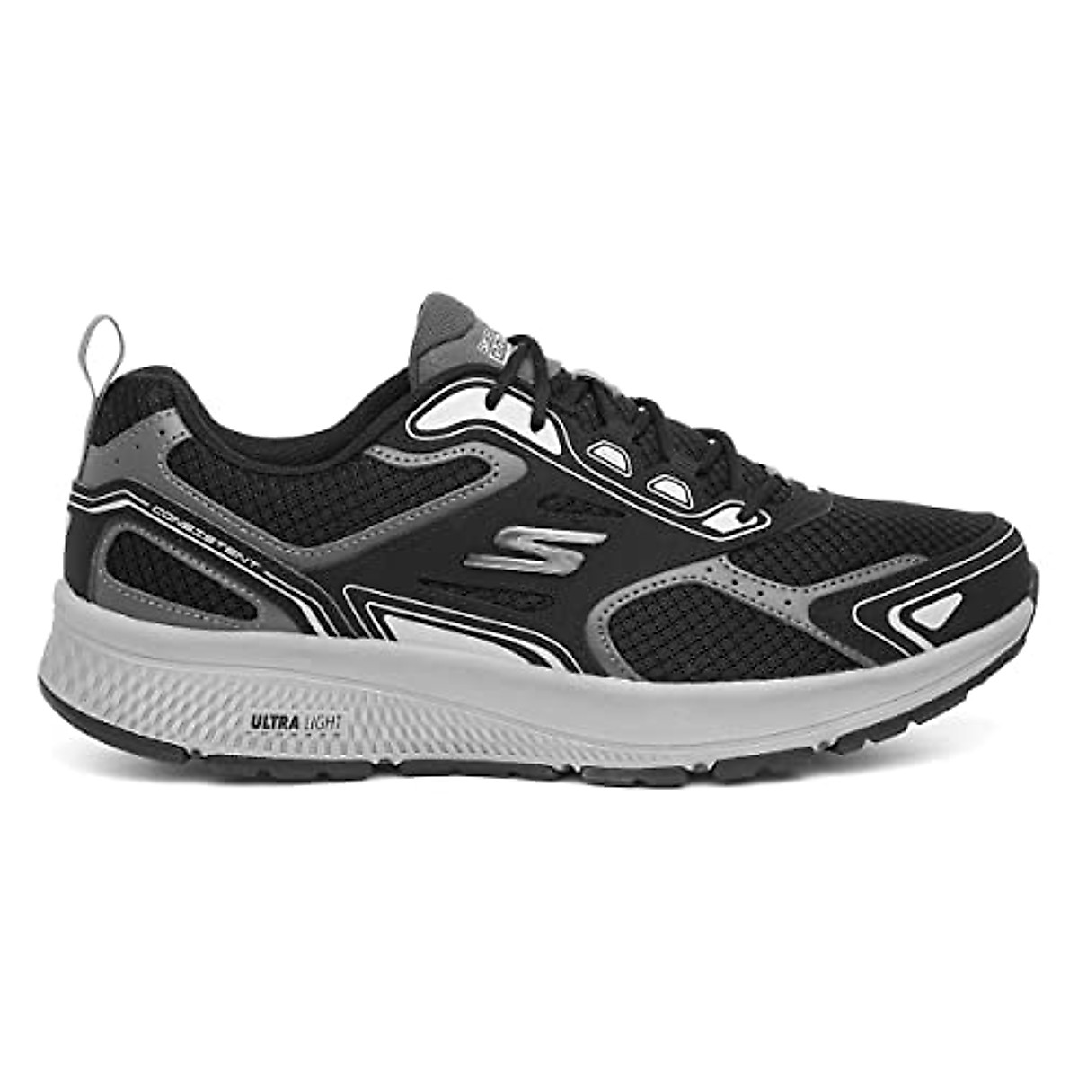 Skechers mens Gorun Consistent - Athletic Workout Running Walking Shoe With Air Cooled Foam Sneaker, Black/Grey, 12 X-Wide US