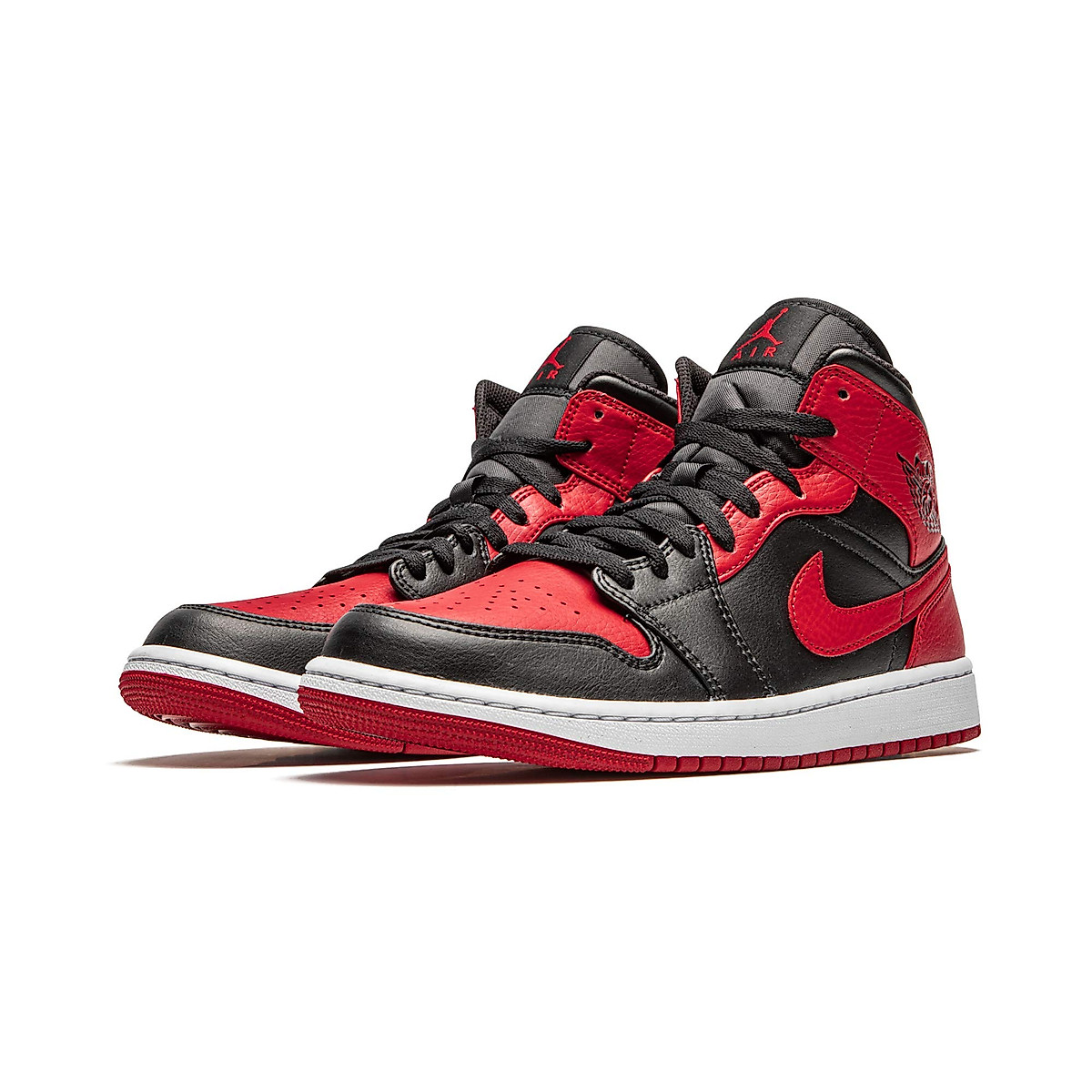 Nike Women's WMNS Air Jordan 1 Mid Trainers, Black Gym Red White, 15 Men