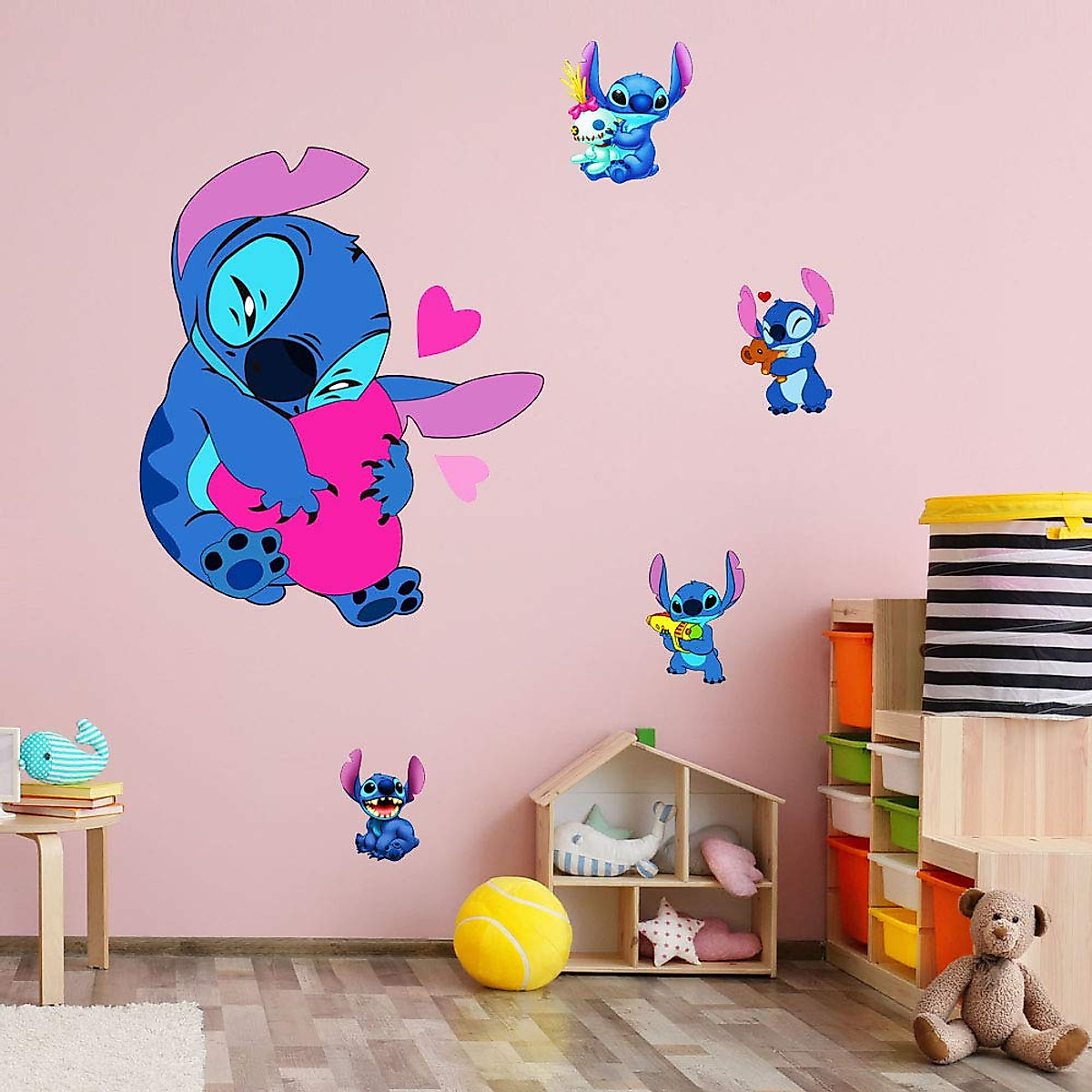 SKTFFR Lilo & Stitch Wall Stickers Cartoon Wall Decals Excellent Vinyl Wall Decor for Girls Room Living Room (Size 17.7 x 23.7 inch)