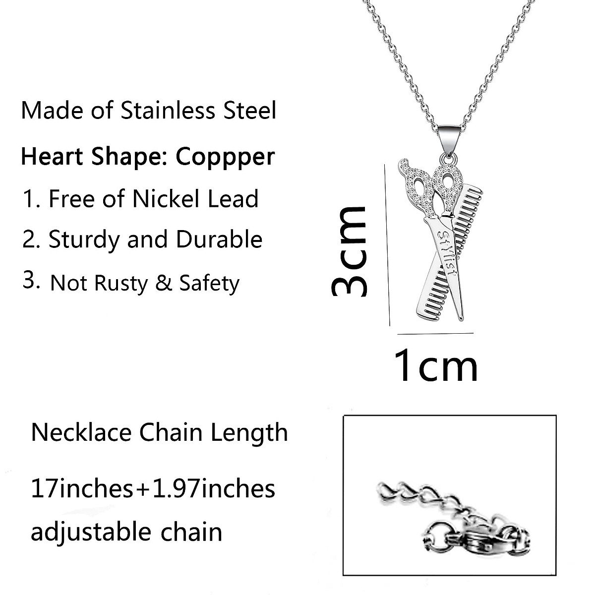 FUSTMW Hairstylists Gifts Hair Stylist Prayer Scissor Necklace Cosmetology Graduation Gifts Salon Owner Gifts Barber Jewelry Hairdresser Gifts (Hairdresser Prayer Scissor NC)