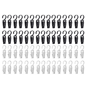 Frcctre 60 Pack Laundry Hooks Clip, 4.3" Super Strong Plastic Swivel Hanging Clothes Pins Curtain Clips, 360°Rotating Family Travel Hook for Drying Clothes Hat Towel Sock Gloves, Black and White