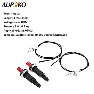 Aupoko 2 Sets Piezo Spark Ignition with Cable Push Button Igniter, Type of 1 Out 2 Electrode 200 Degree Resistance Wire, Fit for Gas Fireplace Gas Oven Gas Heater lgniter Ceramic Kitchen Lighter​