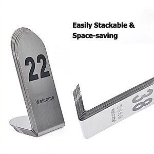 MObyat Table Numbers for Wedding Reception, Stainless Steels Seating Cards Holders, 50pcs Elegant Table Card Holders, Party Events Restaurant(1-50(5X5X12CM))