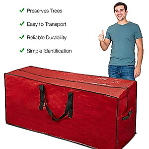 ProPik Christmas Tree Storage Bag | Fits Up to 7 ft. Tall Disassembled Tree | 45" x 15" x 20" Holiday Artificial Tree Storage Case | Perfect Xmas Storage Container with Handles and Sleek Zipper (Red)