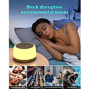 Anescra White Noise Sound Machine and Night Light for Home Office with 24 Soothing Nature Sounds,16 Levels Volume, Portable Sleep Sound Timer Therapy for Baby Adults Kids, Sleeping Aid|USB Type-C