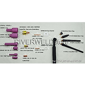 RIVERWELD TIG Collets 13N23 (3/32" & 2.4mm Orifice) Fit DB PTA SR WP 9 20 25 TIG Welding Torch 10pk