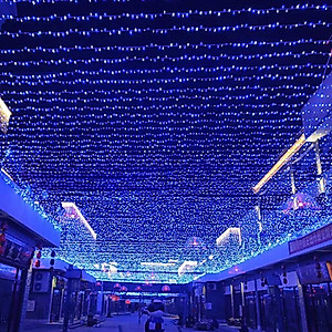 MYGOTO led String Lights 500LED 165ft Indoor/Outdoor Fairy String Lights 30V 8 Modes Christmas Lights for Home, Christmas Tree, Wedding Party, Room,Wall Decoration, Indoor&Outdoor(Blue+White)