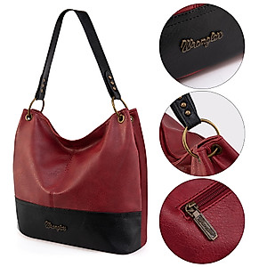 Wrangler Hobo Bags for Women Leather Hobo Purses Shoulder Bag Tote Bag Womens Purses and Handbags WG20-918RD