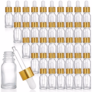 Kingrol 40 Pack 10ml Clear Glass Dropper Bottles, Tincture Bottles, Empty Bottles with dropper for Essential Oils, Perfumes, Aromatherapy, Chemistry Lab Chemicals