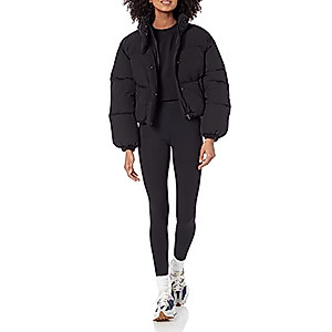 Amazon Essentials Women's Crop Puffer Jacket (Available in Plus Size), Black, Medium