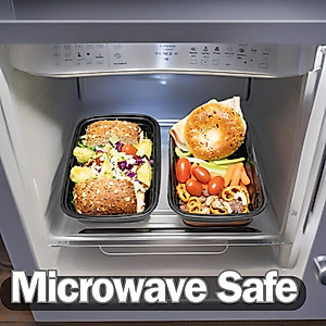 Generic BUHAYA Square Meal Prep Food Container with Lid, 48oz, 10 Sets/Pack - One Compartment Bento Box - Stackable - Freezer Safe Plastic Disposable Bento Boxes Ideal for Food Storage To Go, Black