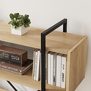 IDEALHOUSE 6 Tier Bookshelf with Storage, 71.3 Inch Tall Industrial Book Shelf with Open Display Bookshelves, 6 Shelf Bookcase with Metal Frame for Living Room, Bedroom and Home Office-Burlywood