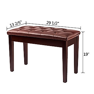 Bonnlo Duet Piano Bench with Music Storage and Padded Cushion Artist Seat