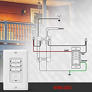 ENERLITES 4-Hour No Neutral Wire Countdown Timer Switch, 5-10-30-60 Min, 2-4 Hour, For Bathroom Fans, Heaters, Lights, LED Indicator, 120VAC 800W, UL Listed, HET06-J-W, White