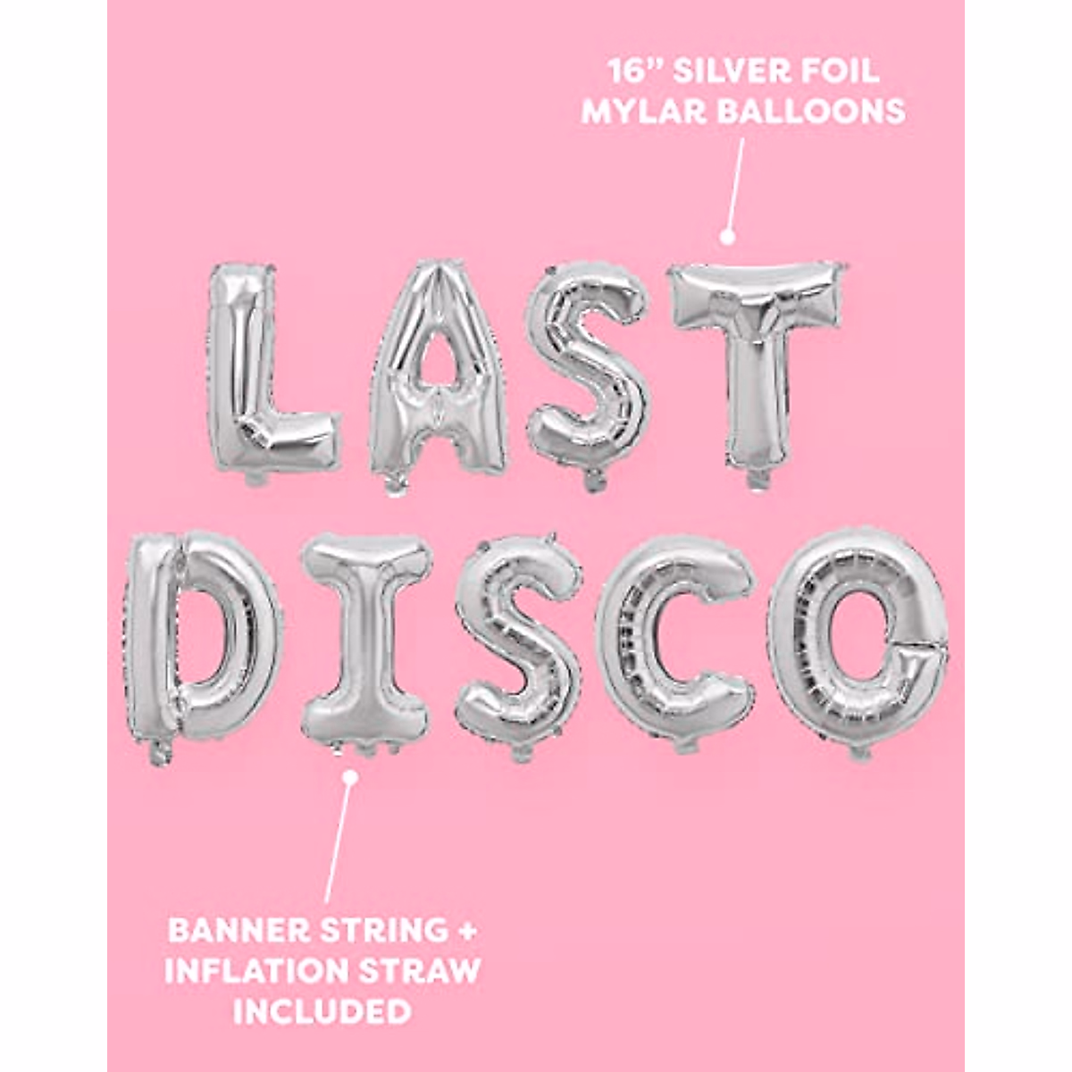 xo, Fetti Last Disco Foil Balloons - 16", Silver | Bachelorette Party Decorations, 70s, Bride Supplies, Space Cowboy Bach,