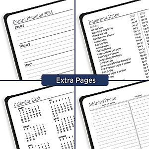 AT-A-GLANCE 2023 Weekly & Monthly Diary, Fine Diary, 3" x 6", Faux Leather, Hardcover, Black/Brown (740205)