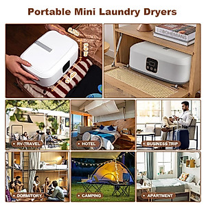 Portable Clothes Dryer, Convenient Compact Mini Laundry Dryers with Remote Control/Dryer Bag/1-8 Hours Timing/2-Speed Adjustment,Foldable Small Electric Dryer Machine, for Travel, Apartment, RV, Dorm