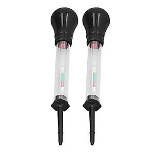 Emoshayoga Hydrometer, Clear Scale Easy Operation Hydrometers Tool 1.100-1.300 Range 2pcs Glass Portable for Battery