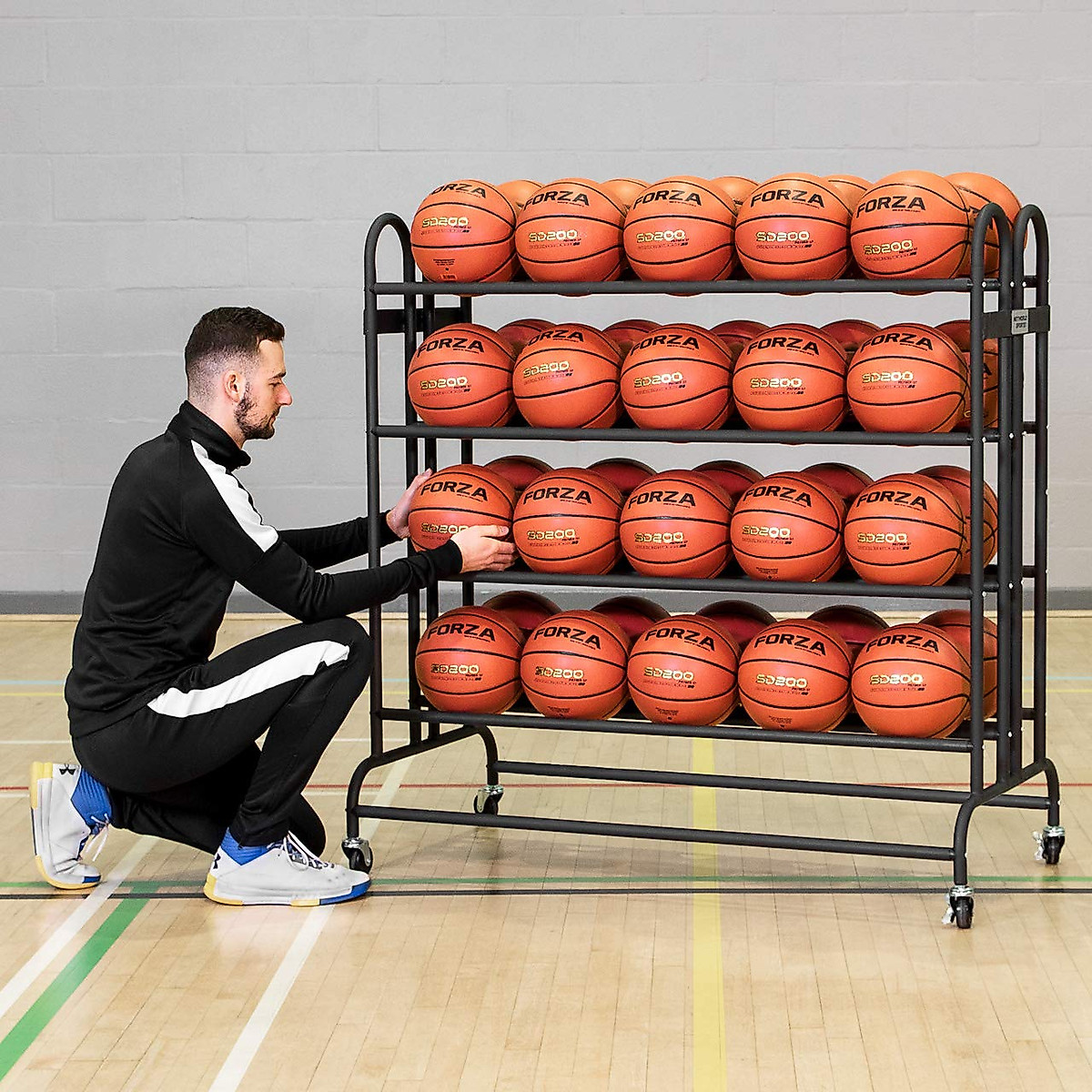 FORZA Portable Sports Ball Cage & Cart | Storage for Basketballs, Footballs, Volleyballs and More! - Securely Stores Up to 40 Balls (Ball Cart, 40 Ball Capacity)