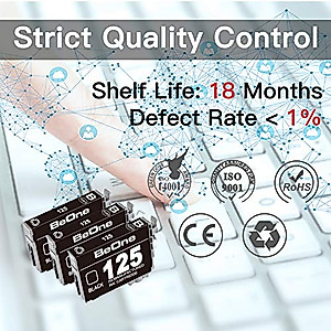 BeOne T125 Ink Cartridges Remanufactured Replacement for Epson 125 3-Pack to Use with Workforce 320 323 325 520 Stylus NX125 NX127 NX130 NX230 NX420 NX530 NX625 Printer (3 Black )