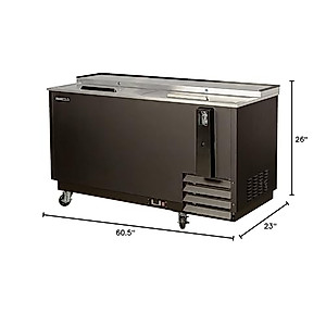 PEAKCOLD Deep Well Horizontal Bottle Cooler; Slide Top Bar Refrigerator; 22 Case Capacity