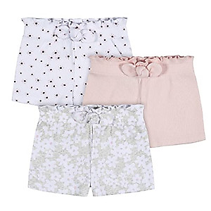 Gerber Baby Girl's Toddler 3-Pack Pull-On Knit Shorts, Pink Floral, 4T