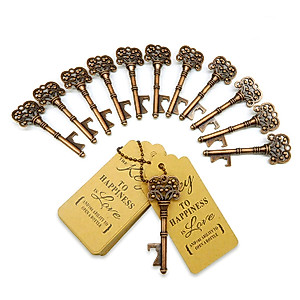 Wedding Favors Key Bottle Opener with Tag, Vintage Skeleton Key Bottle Opener for Wedding Party Favor (50 Pcs)