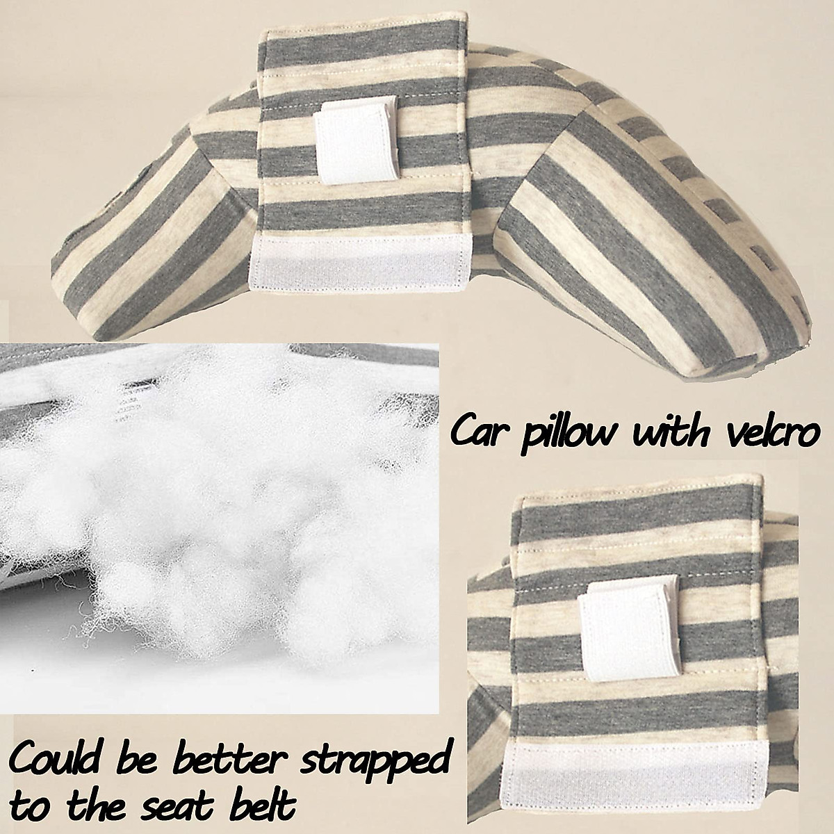 ZHYYQL Car Seat Travel Pillow Neck Support Cushion Pad for Kids, Safety Belt Sleeping Pillow, Car Seat Travel Pillow Neck Support Cushion Pad, Headrest Shoulder Pad for Children Adults (Gray)