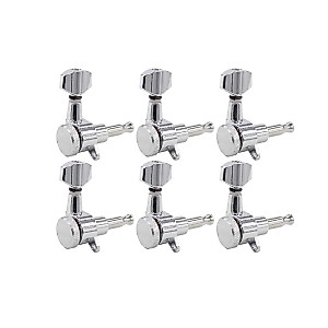 6R Inline Chrome Guitar Locking Tuners Tuning Pegs Keys Machine Heads Right Hand for Fender Stratocaster Telecaster Style Electric Guitar Chrome