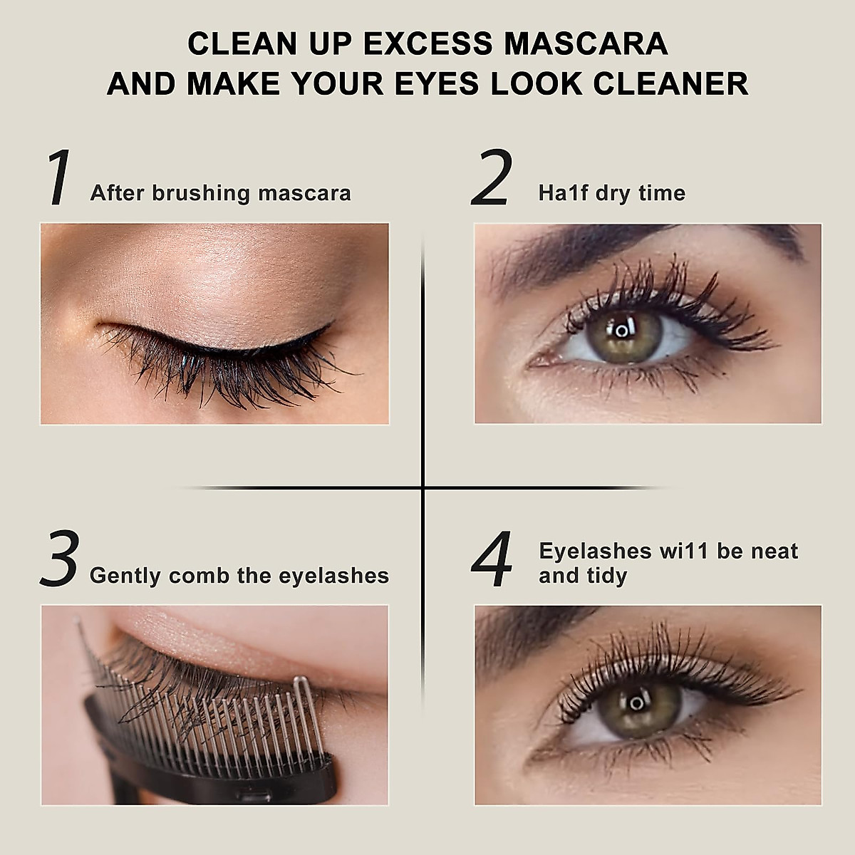 Docolor Eyelash Comb Eyelash Separator Tool Mascara Applicator Eyelash Brush Lash Separator Tool Comb Arc Designed Cosmetic Brushes Tool, with Comb Cover (Black)
