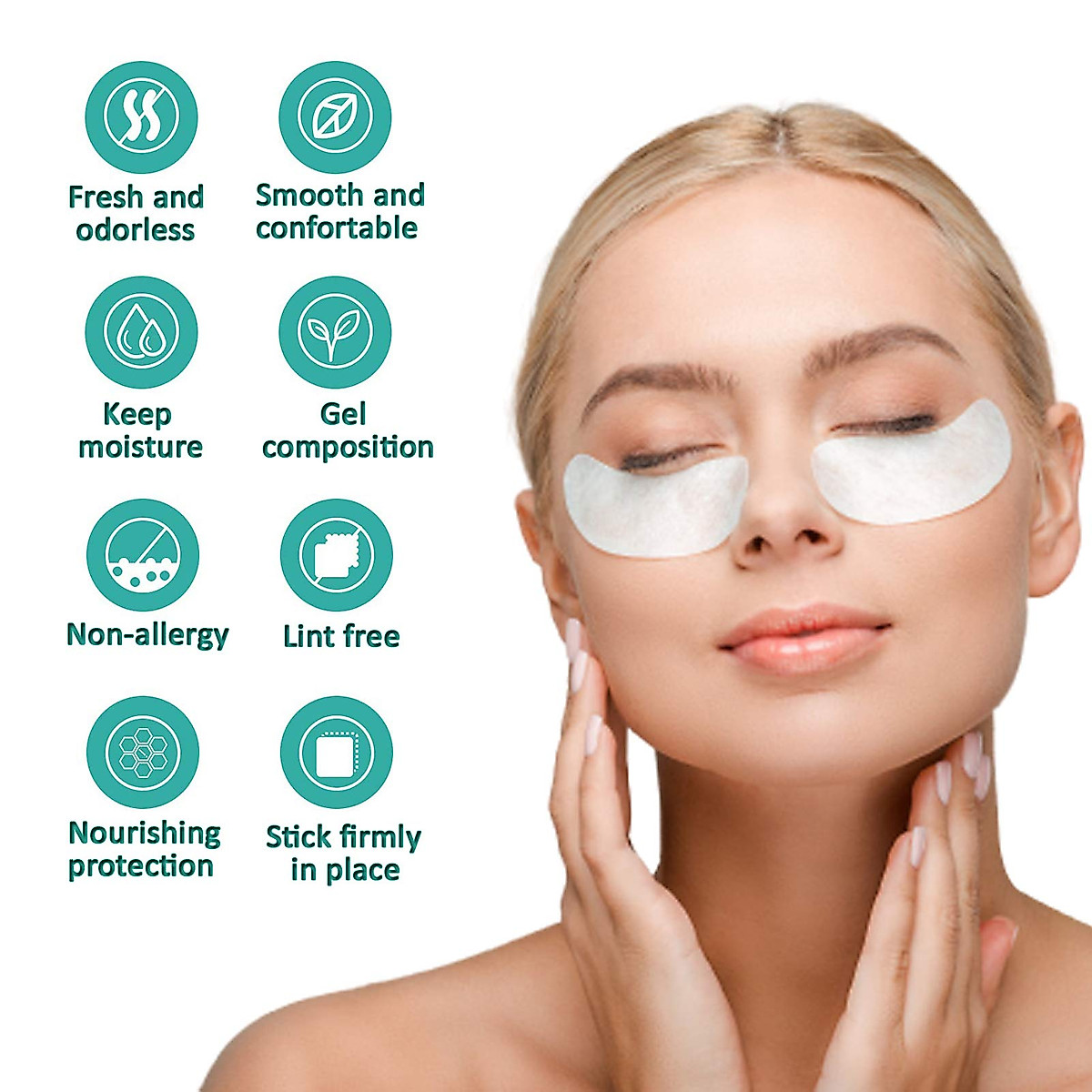 50 Pairs Set Under Eye Pads,Eyelash Extension Gel Patches, Lash Extension Lint Free Under Hydrogel Eye Mask Pads Beauty Tool. (Pink)