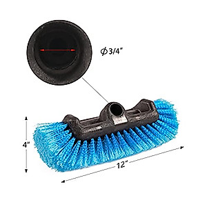 Car Wash Brush with Long Handle(5FT-11FT),12" Blue Brush Head,Water Flow Extension Pole with an ON/OFF Switch,Car Washing Brush with Hose Attachment for Car,Truck,SUV,RV and Other Surface Cleaning
