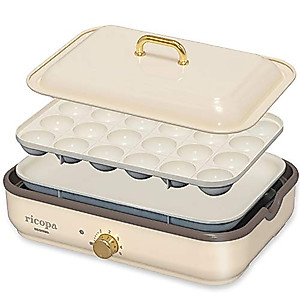 IRIS OHYAMA Mini Electric Griddle"ricopa" MHP-R102-C (Ivory)【Japan Domestic genuine products】