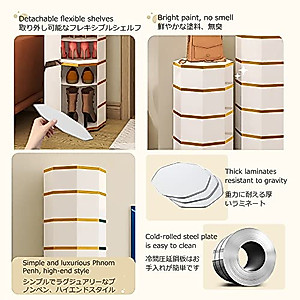 ZYFA 360° Rotating Round Octagon Shoe Rack Tower Cabinet, Lazy Susan, Free Standing Metal Revolving Stand, Vertical for Small Spaces Storage Simple & Modern The Entrance, black, 127CM