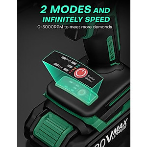 K I M O 1/2 Inch Cordless Impact Wrench, Green, Metal