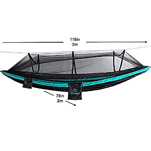 FE Active Outdoor Camping Hammock - Double Hammock for Adults, Removable Mosquito Net, Lightweight, Portable Hammock Tent for Camping, Travel, Backpacking w/Adjustable Straps | Designed in The USA