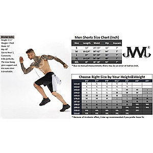 JWJ Men's 2 in 1 Workout Running Shorts 7 Inch Lightweight Athletic Gym Shorts with Compression Liner Black L