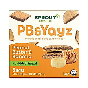 Sprout Organics PB & Yayz Sandwich Bars Peanut Butter & Banana, Organic Gluten Free Toddler Snack