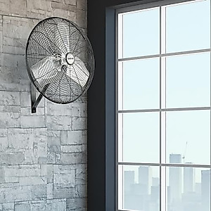 Hurricane 20 Inch Pro Commercial Grade Corded Electric Classic Oscillating Wall Mount Fan with 3 Speed Settings for Air Circulation, Black