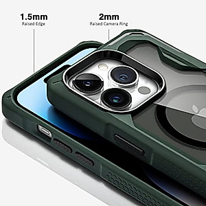 ULTIMAL Case Designed for iPhone 14 Pro 6.1 Inch, Rugged Military Cover with Lightweight Slim Sporty Design, Protective Bumper Case Compatible with Magsafe (Green/Black)
