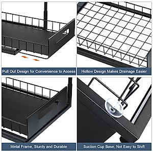 uxcell Under Sink Organizer, Pull Out Cabinet Organizer 2-Tier Slide Out Sliding Shelf Under Cabinet Countertop Storage Multi-Use Rack for Under Kitchen Bathroom Organizers, Black