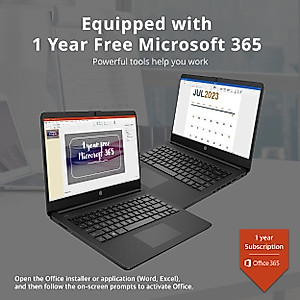 HP Stream 14" HD BrightView Laptop, Intel Celeron N4120, 16GB RAM, 64GB SSD, Intel HD Graphics, 720p Webcam, 1 year Office 365, Black, Win 11, 32GB Hotface USB Card