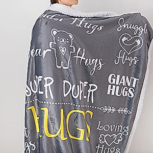 Piwaka Hug Blanket Gifts for Loved One - Cosy Sherpa Fleece Blanket in Grey | Machine Washable Plush Blankets - Heartwarming Gifts | Sentimental Gifts | Get Well Soon Gifts for Women | Get Well Gifts
