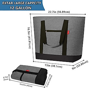 LHZK Cooler Bag, Jumbo Insulated Cooler Bag with Thermal Foam Insulation, Insulated Grocery Bags with Zippered Top, Collapsible Insulated Bag for Beach, Picnic, Travel, Food Delivery Bag (50L, Gray)