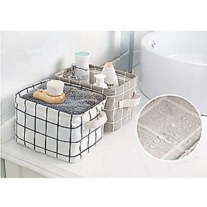 Lannu Canvas Storage Bins Organizer Toy Basket Classical Black and White Fabric Cloth Home Decor,Small,Set of 4