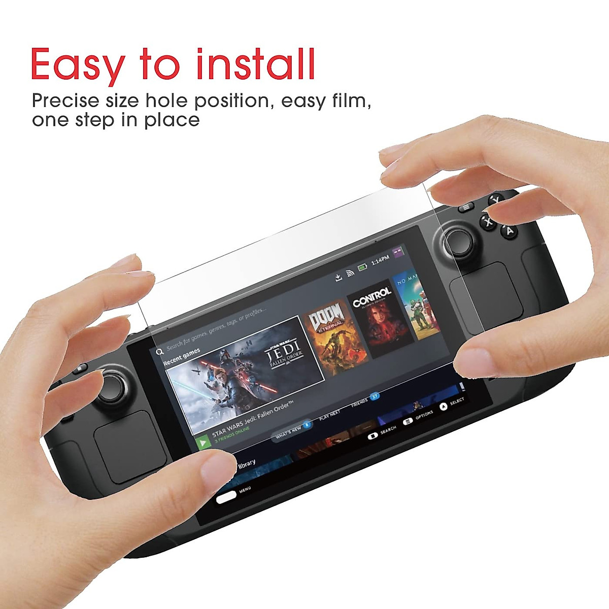 [2PACK] TS TRANSETT Tempered Glass Screen Protector Compatible with Valve Steam Deck, 9h Hardness, 0.33mm Thickness, DOES NOT interfere with touchscreen sensitivity