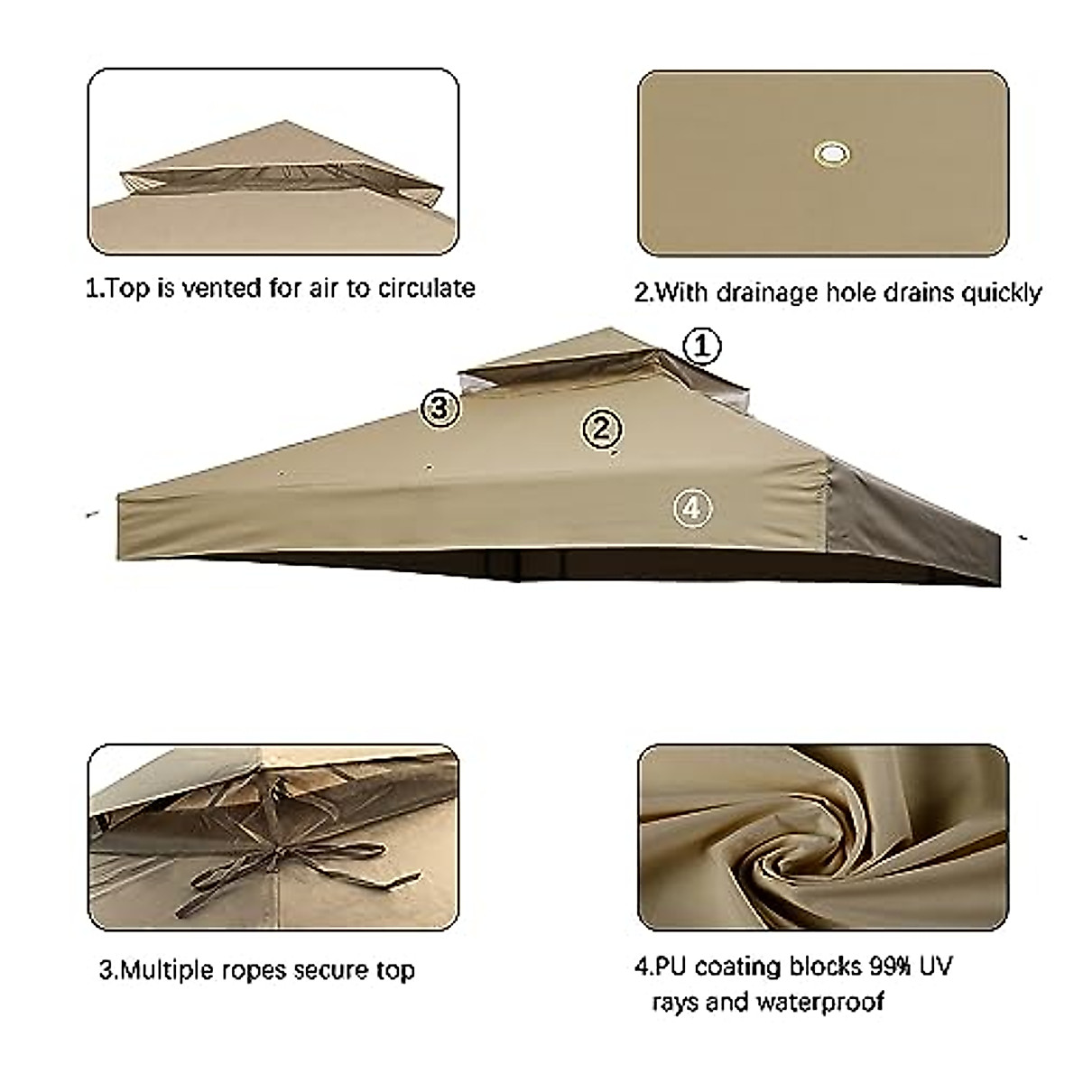 SCOCANOPY 8'x8' Gazebo Replacement Top for Model L-GZ385PST A101003000
